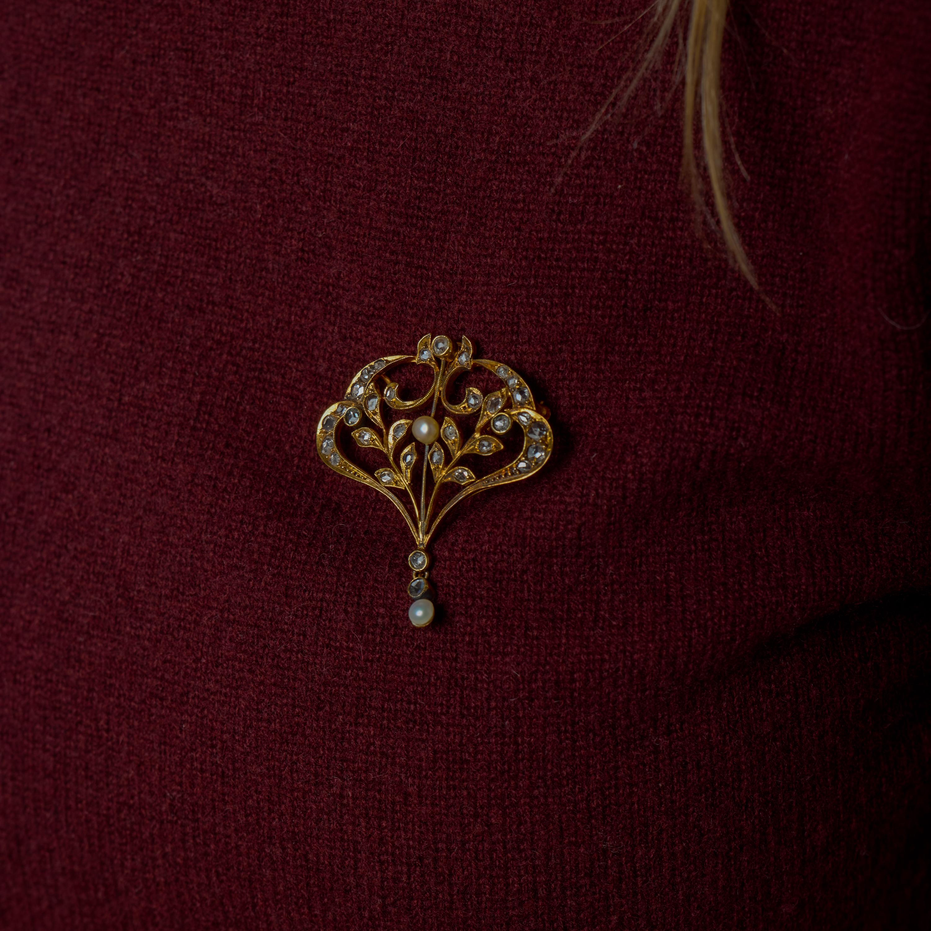 Victorian pearl diamond 18k yellow gold brooch – Jack Weir & Sons