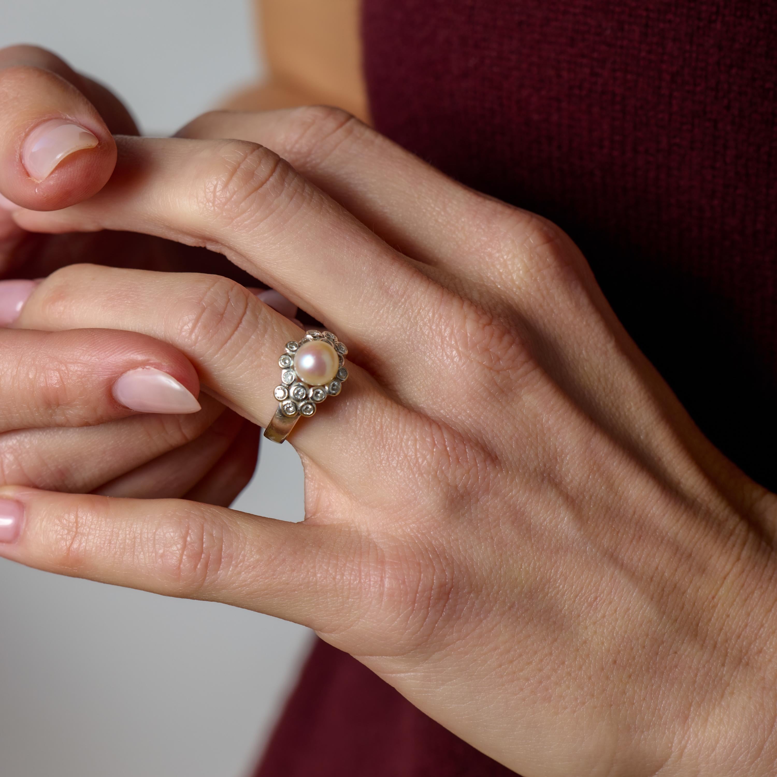 Vintage pearl diamond 18k yellow gold ring – Jack Weir & Sons